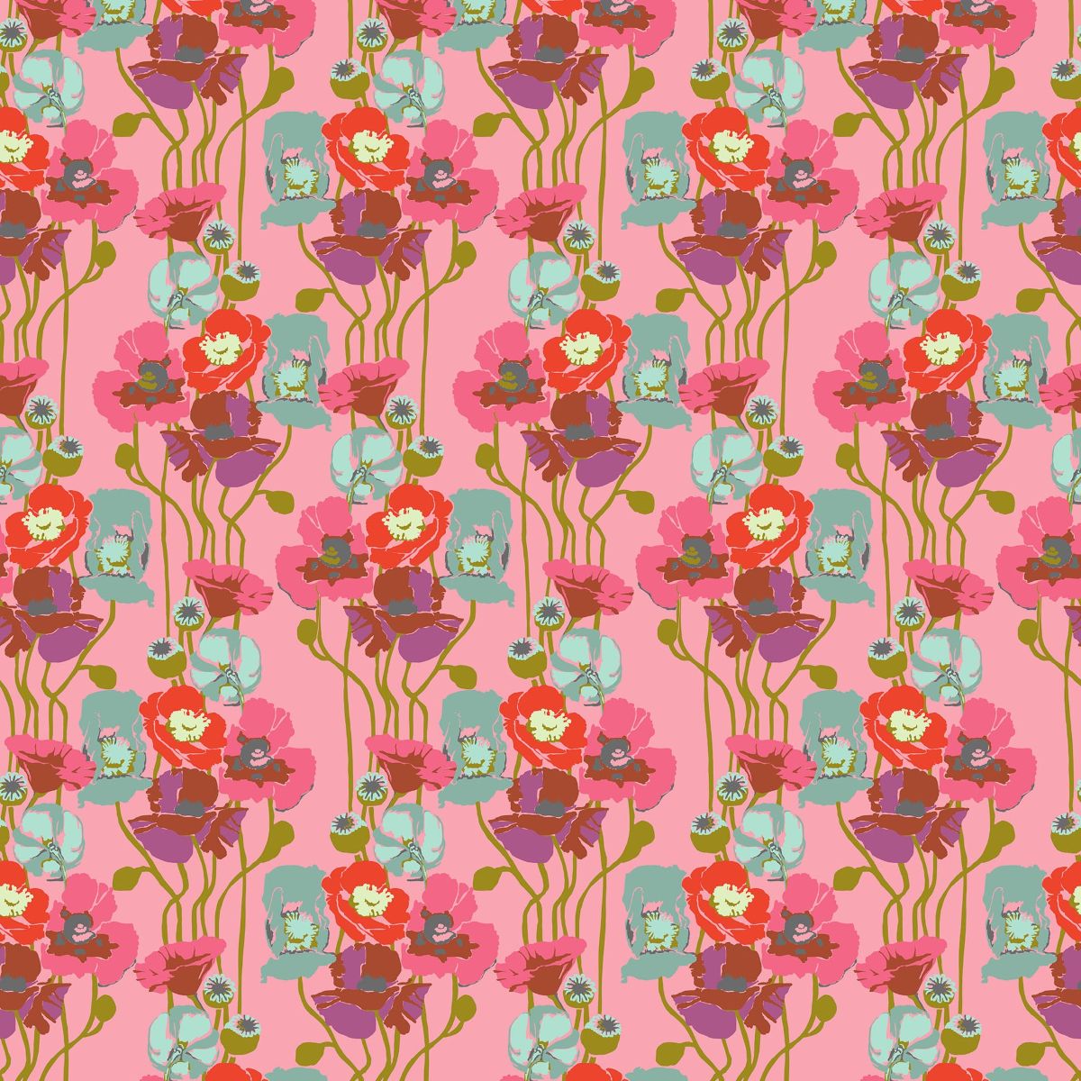 PRE-ORDER: Overdressed | Anna Maria Textiles | Pouring Poppies - Haze ...