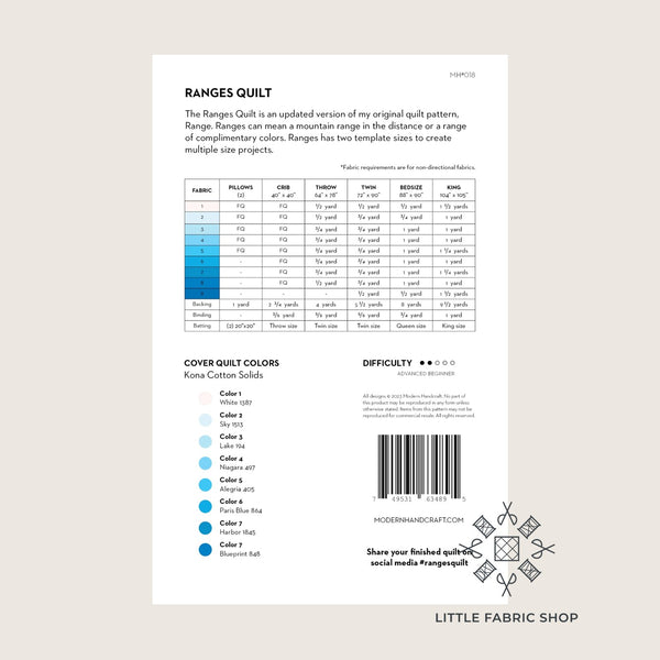 Ranges | Quilt Pattern | Modern Handcraft – Little Fabric Shop