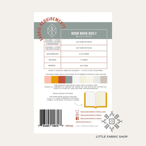 Book Nook Quilt | Quilt Pattern | Pen + Paper Patterns – Little Fabric Shop