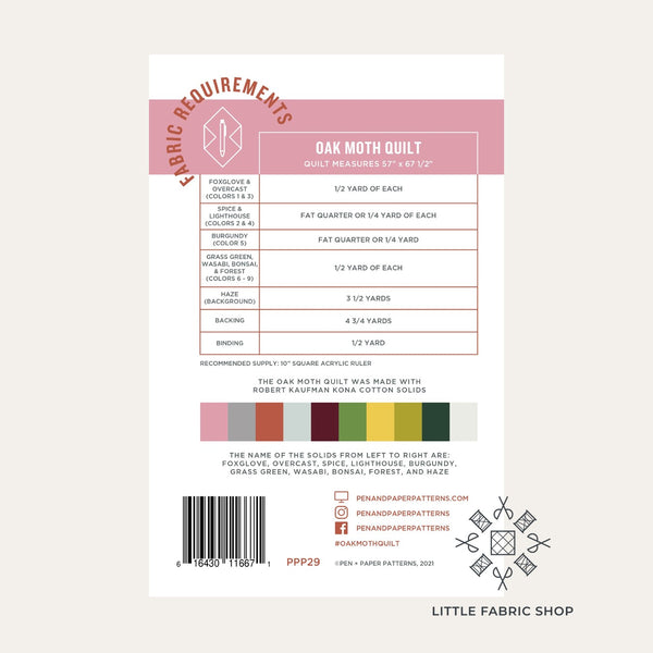 Oak Moth Quilt | Quilt Pattern | Pen + Paper Patterns – Little Fabric Shop