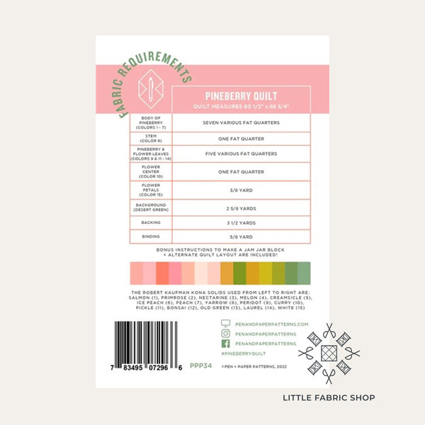 Pineberry | Quilt Pattern | Pen + Paper Patterns – Little Fabric Shop
